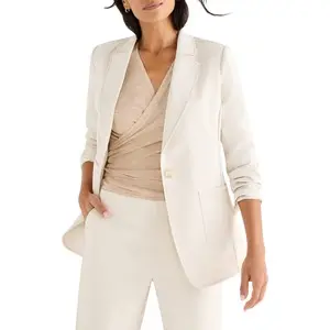 NIC+ZOE Topstitch Detail Stretch Blazer - Coconut