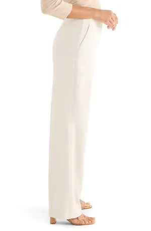 NIC+ZOE Accent Stitch Wide Leg Stretch Trousers - Coconut