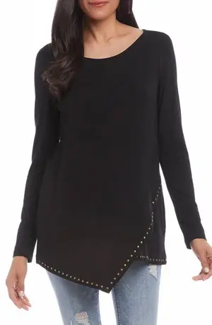 Karen Kane Studded Asymmetrical Hem Top