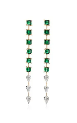 RITIQUE BY RITIKA ATWAL 18k Yellow Gold Emerald And Diamond Drop Earrings