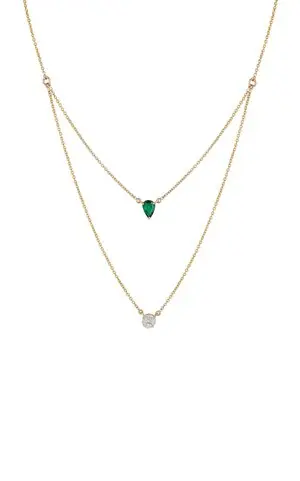 RITIQUE BY RITIKA ATWAL 18k Yellow Emerald & Diamond Duo Chain Pendant Necklace - Gold