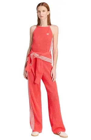 ADIDAS ORIGINALS Open Stitch Halter Top - Semi Lucid Red
