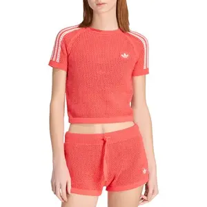 ADIDAS ORIGINALS Open Stitch Crop Sweater - Semi Lucid Red