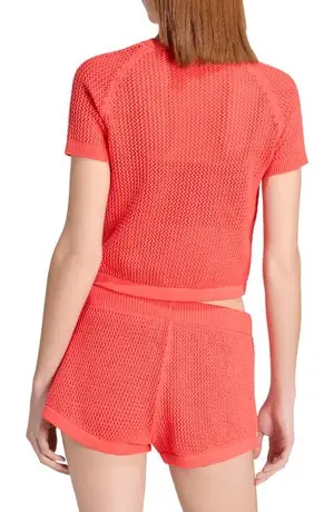 ADIDAS ORIGINALS Open Stitch Crop Sweater - Semi Lucid Red