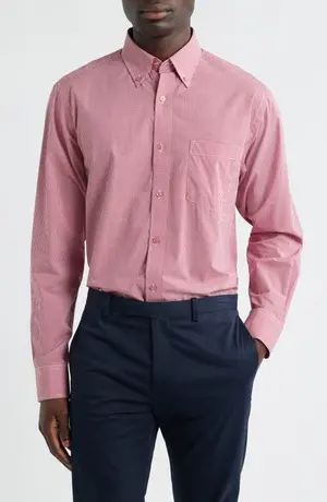 EAGLE Regular Fit Gingham Check Cotton Button-down Shirt - Red