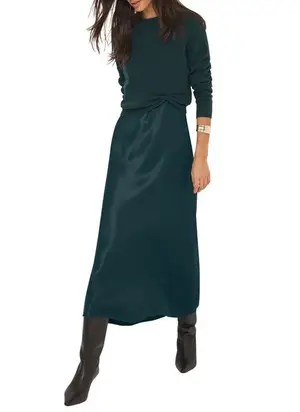 Mint Velvet Layered Satin Midi Dress