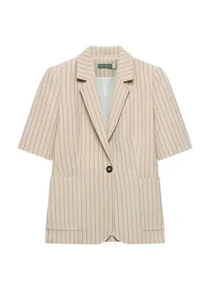Mint Velvet Pinstriped Short-sleeve Blazer