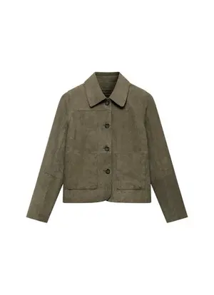 Mint Velvet Suede Jacket With Button-front Pockets