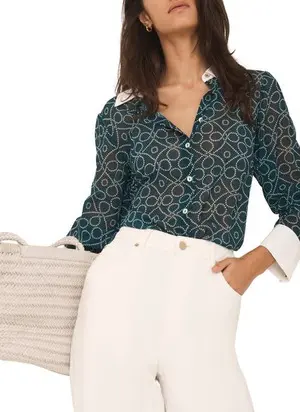 Mint Velvet Printed Sheer Blouse