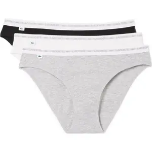 Lacoste 3-pack Stretch Cotton Briefs - Black/white/silver Chine