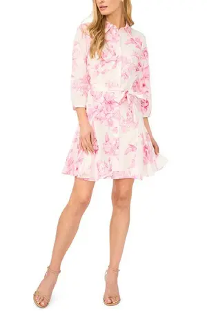 Halogen Floral Button-up Shirt Dress - Pink Multi