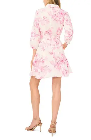 Halogen Floral Button-up Shirt Dress - Pink Multi