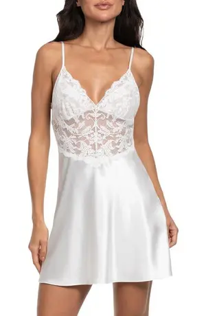 IN BLOOM BY JONQUIL Lorena Lace Trim Satin Chemise - Ivory