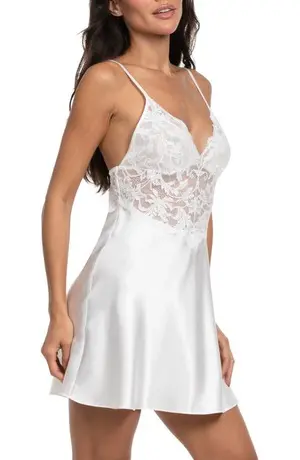 IN BLOOM BY JONQUIL Lorena Lace Trim Satin Chemise