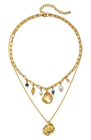 Sequin Sirena Seashell & Freshwater Pearl Layered Pendant Necklace