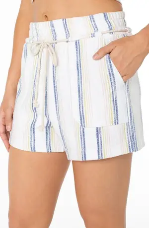 Roxy Striped Cotton-blend Drawstring Shorts