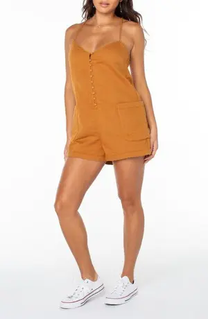 Roxy Sea Of Stars Button-front Romper - Cathay Spice