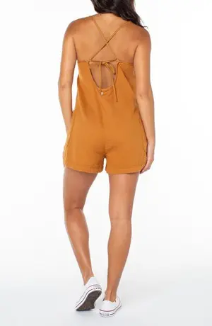 Roxy Sea Of Stars Button-front Romper - Cathay Spice