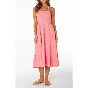 Roxy Ellie Smocked Midi Sundress - Strawberry Pink