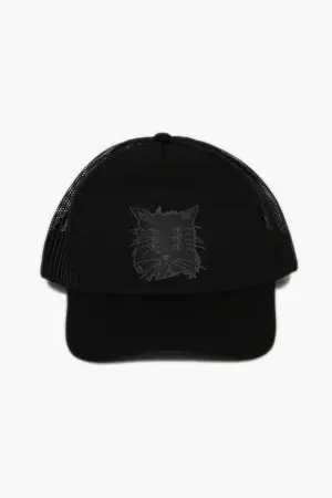 THE CELECT Abstract Cat Head Trucker Cap Black