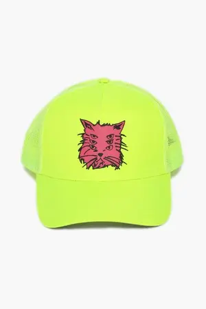 THE CELECT Abstract Cat Head Trucker Cap Yellow