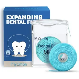 MYSMILE Woven Dental Floss With Coconut Oil, Effective Plaque Removal - Blue