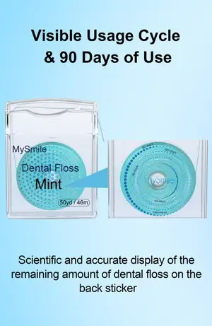 MYSMILE Woven Dental Floss With Coconut Oil, Effective Plaque Removal - Blue