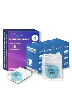 MYSMILE Woven Dental Floss With Coconut Oil, Effective Plaque Removal - Violet