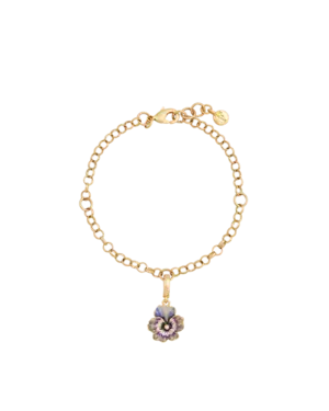 FABLE ENGLAND Pansy & Pearl Charm Chain Bracelet - Gold