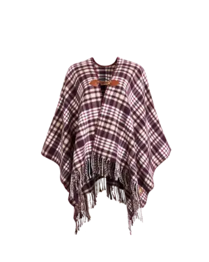 FABLE ENGLAND Check Cape - Caramel & Chocolate