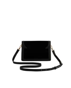 FABLE ENGLAND Botanical Velvet Embroidered Foldover Bag - Black