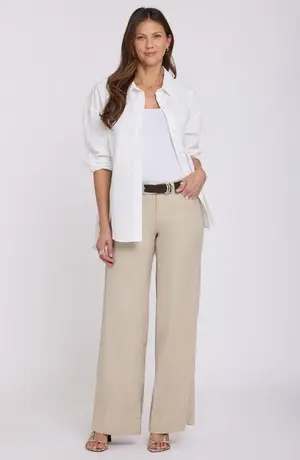 NYDJ Linen Blend Wide Leg Pants - Feather