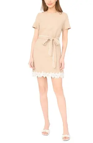 CECE DUPRAZ Lace Trim A-line Mini Dress - Toffee