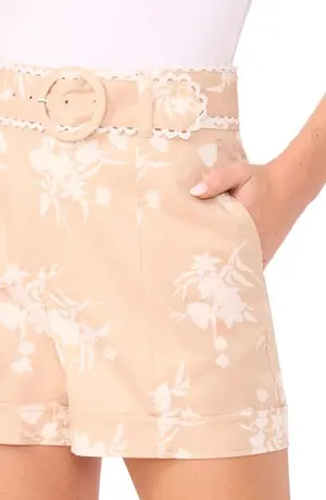 CECE DUPRAZ Floral Print High-waist Shorts