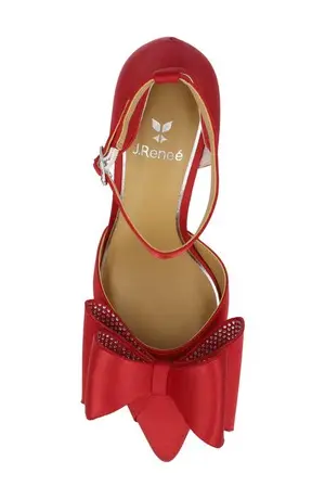 J. Reneé Pammie Ankle Strap Bow Pumps - Red