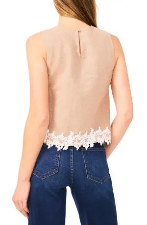 CECE DUPRAZ Sleeveless Lace Trimmed Top - Toffee