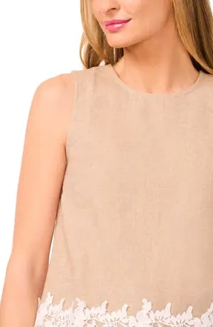 CECE DUPRAZ Sleeveless Lace Trimmed Top - Toffee