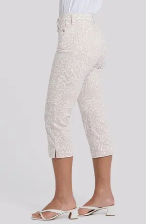 NYDJ Marilyn Split Cuff Crop Capri Jeans - Snow Leopard