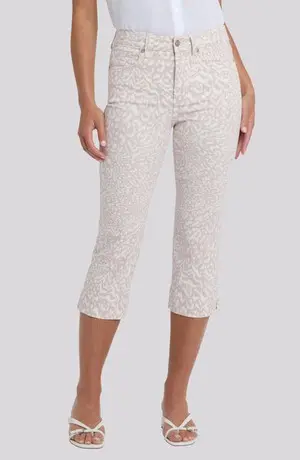 NYDJ Marilyn Split Cuff Crop Capri Jeans - Snow Leopard