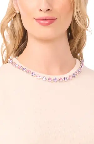 CECE DUPRAZ Rhinestone Embellished Short Sleeve Sweater