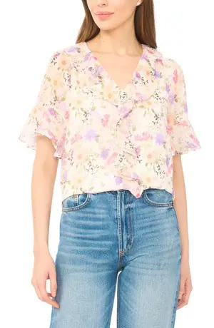 CECE DUPRAZ Floral Print Ruffle Top