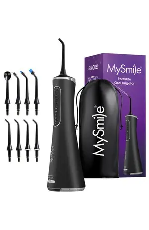 MYSMILE Lp211 Cordless Water Flossers For Teeth, 260ml Reservoir, 5 Cleaning Modes - Black