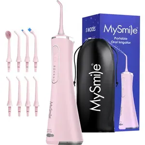 MYSMILE Lp211 Cordless Water Flossers For Teeth, 260ml Reservoir, 5 Cleaning Modes - Light Pink