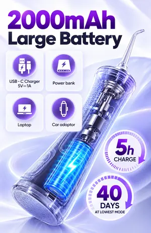 MYSMILE Lp211 Cordless Water Flossers For Teeth, 260ml Reservoir, 5 Cleaning Modes - White