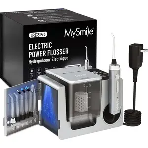 MYSMILE Lp233 Pro Uvc Sterilizable Countertop Water Flossers For Teeth 800ml With A Water Filter 3 Modes And 6 Jet Tips - Lightening Silver