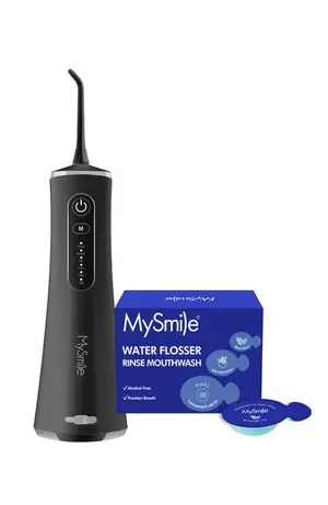 MYSMILE Lp211 Water Flosser With 30 Mouthwash Pods Bundle - Black