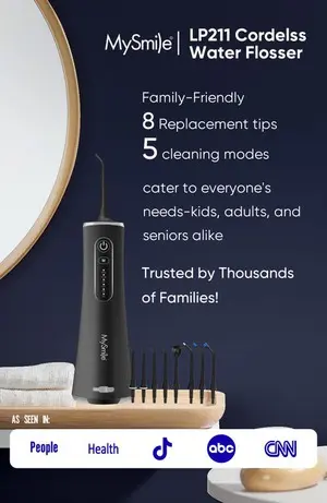 MYSMILE Lp211 Water Flosser With 30 Mouthwash Pods Bundle - Black