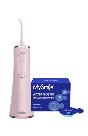 MYSMILE Lp211 Water Flosser With 30 Mouthwash Pods Bundle - Light Pink