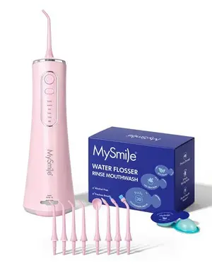 MYSMILE Lp211 Water Flosser With 30 Mouthwash Pods Bundle - Light Pink
