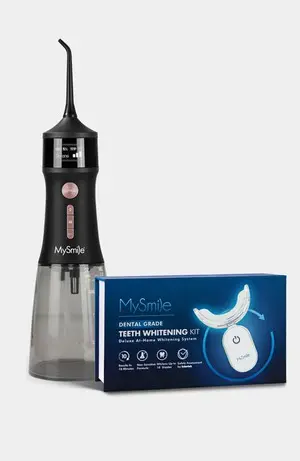 MYSMILE Everyday Smile Bundlewater Flosser And Teeth Whitening Kit Black